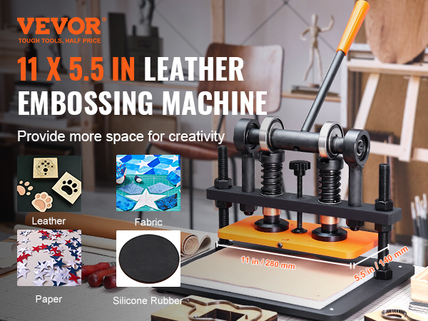 VEVOR Leather Cutting Machine, 11 x 5.5 in Embossing Plate Manual Die ...