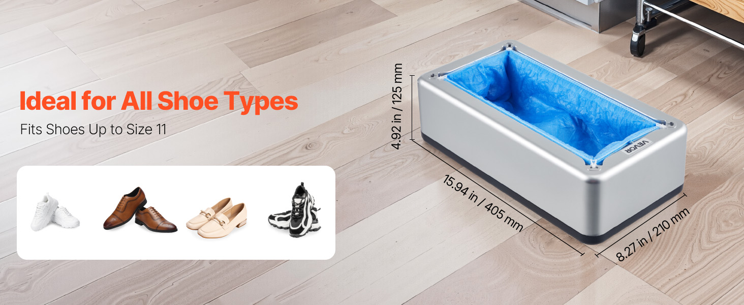 Shoe Cover Dispenser Fits Up to US 11 with 100 Disposable Plastic ...