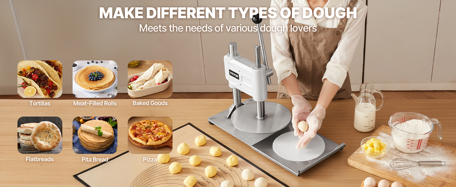 VEVOR 9.5 in Manual Pizza Dough Press Machine Commercial Pizza Pastry ...