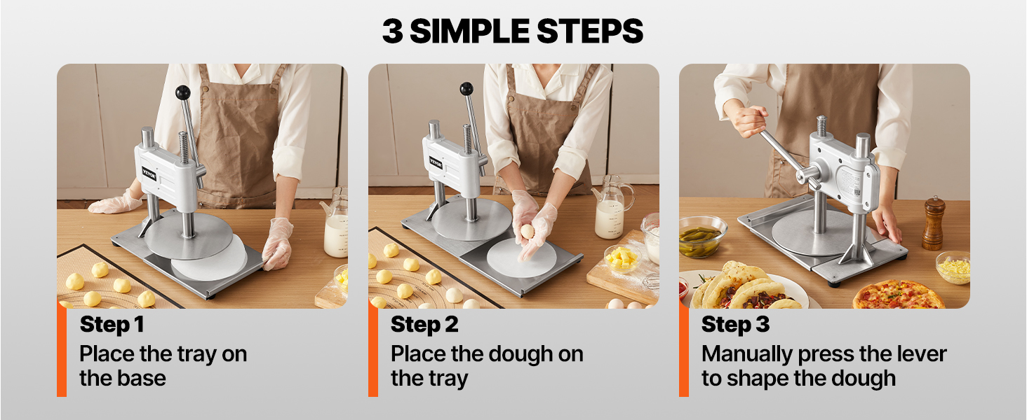 VEVOR 9.5 in Manual Pizza Dough Press Machine Commercial Pizza Pastry ...