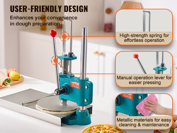 VEVOR Manual Pizza Dough Press Machine, 9.5inch/24cm Household Pizza ...