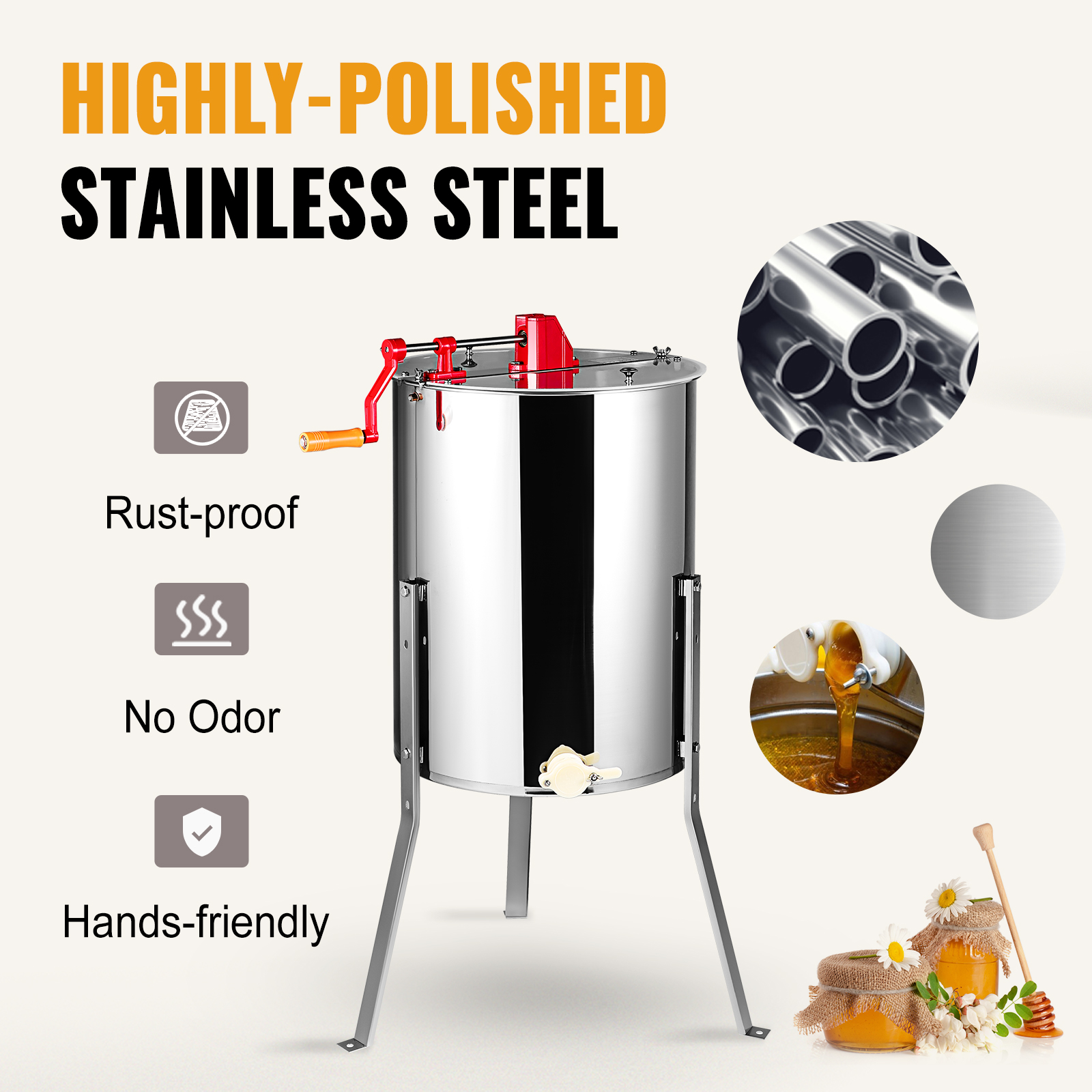VEVOR Manual Honey Extractor, 4/8 Frames Honey Spinner Extractor ...