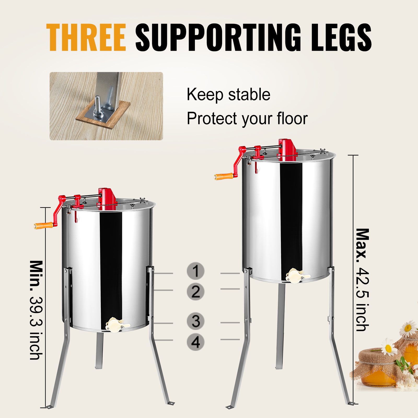 VEVOR Manual Honey Extractor, 4/8 Frames Honey Spinner Extractor ...