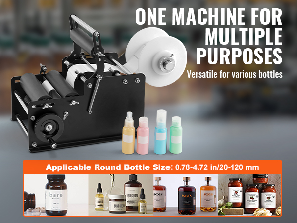 VEVOR Manual Round Labeling Machine, 15-20pcs/min, Bottle Label ...