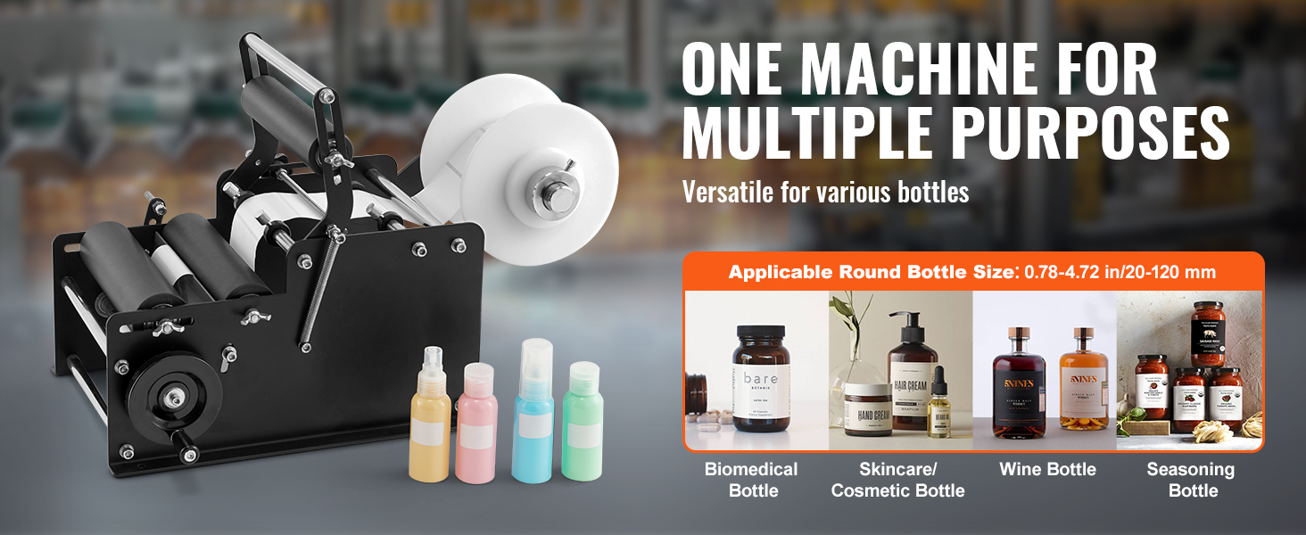 VEVOR Manual Round Labeling Machine, 15-20pcs/min, Bottle Label ...