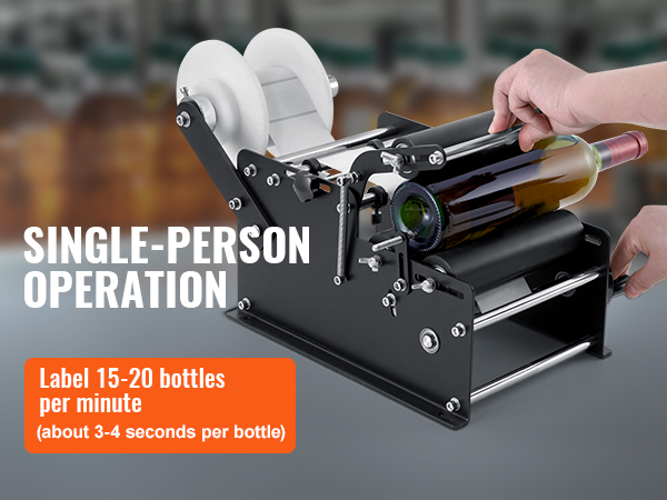 VEVOR Manual Round Labeling Machine, 15-20pcs/min, Bottle Label ...