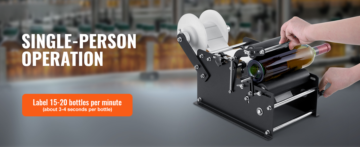 VEVOR Manual Round Labeling Machine, 15-20pcs/min, Bottle Label ...
