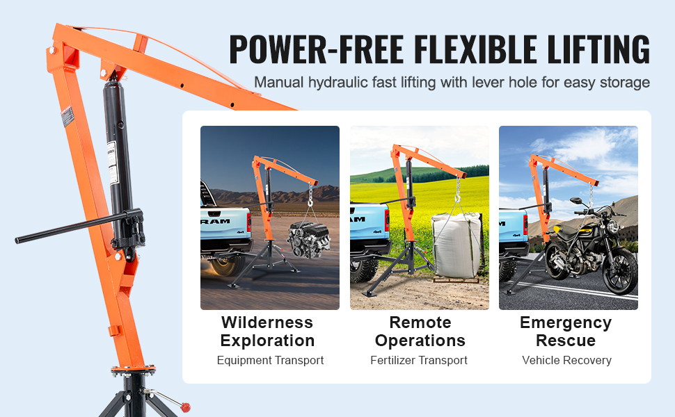 VEVOR Hydraulic Pickup Truck Crane Hoist Crane 1000 lbs 360° Swivel ...