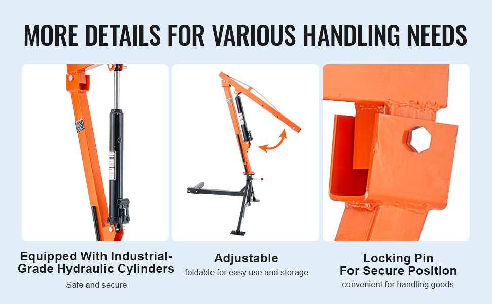 VEVOR Hydraulic Pickup Truck Crane Hoist Crane 1000 lbs 360° Swivel ...