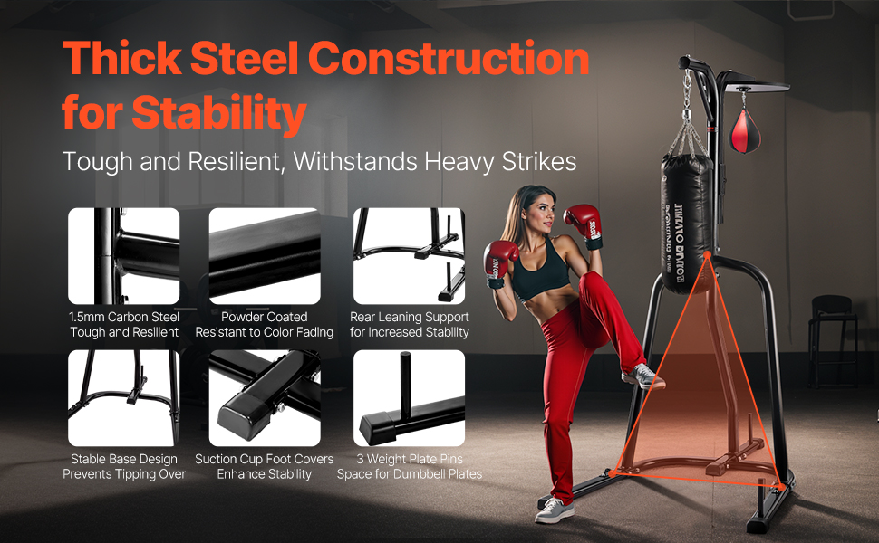 VEVOR 2 in 1 Heavy Duty Punching Bag Frame Boxing Punching Fitness ...