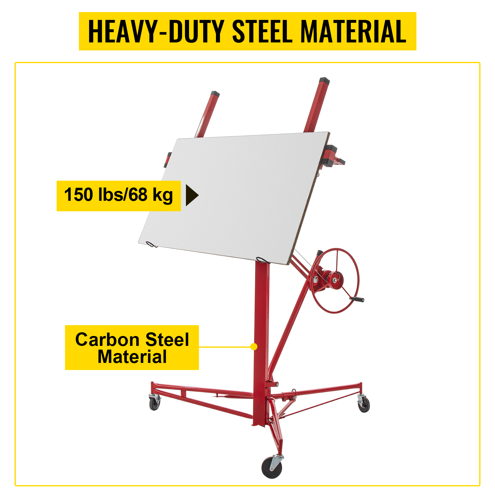 VEVOR Drywall Rolling Lifter Panel, 16ft Sheetrock Lift Drywall Lift ...