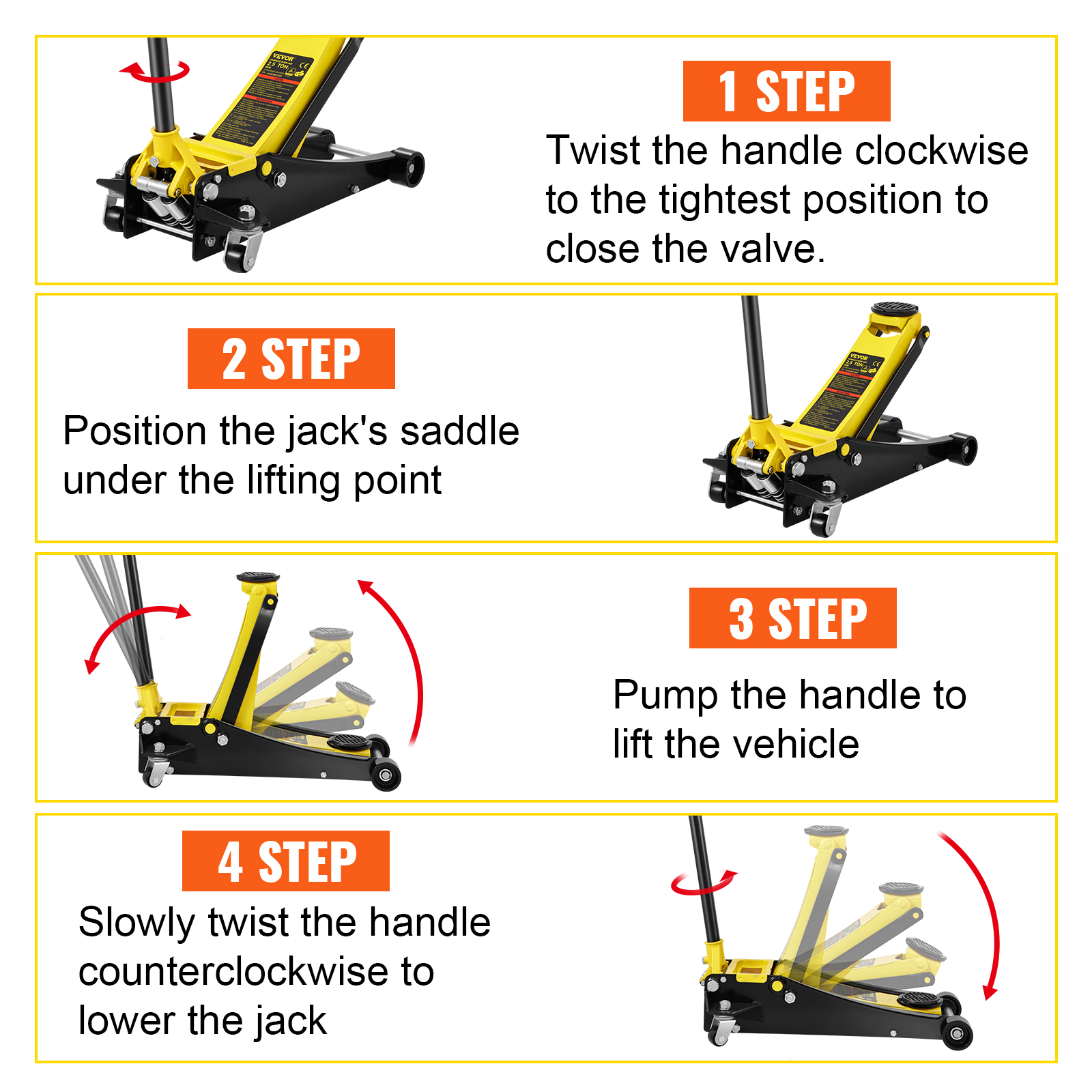 VEVOR Low Profile Floor Jack 2.5 Ton Heavy Duty Steel Dual Piston ...