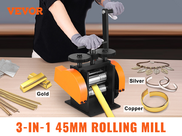 VEVOR Rolling Mill, 1.77"/45 mm Jewelry Rolling Mill Machine, 1: 2.4 ...