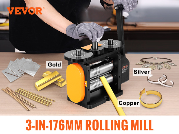 VEVOR Rolling Mill, 2.24"/57 mm Jewelry Rolling Mill Machine, 1: 2 Gear ...