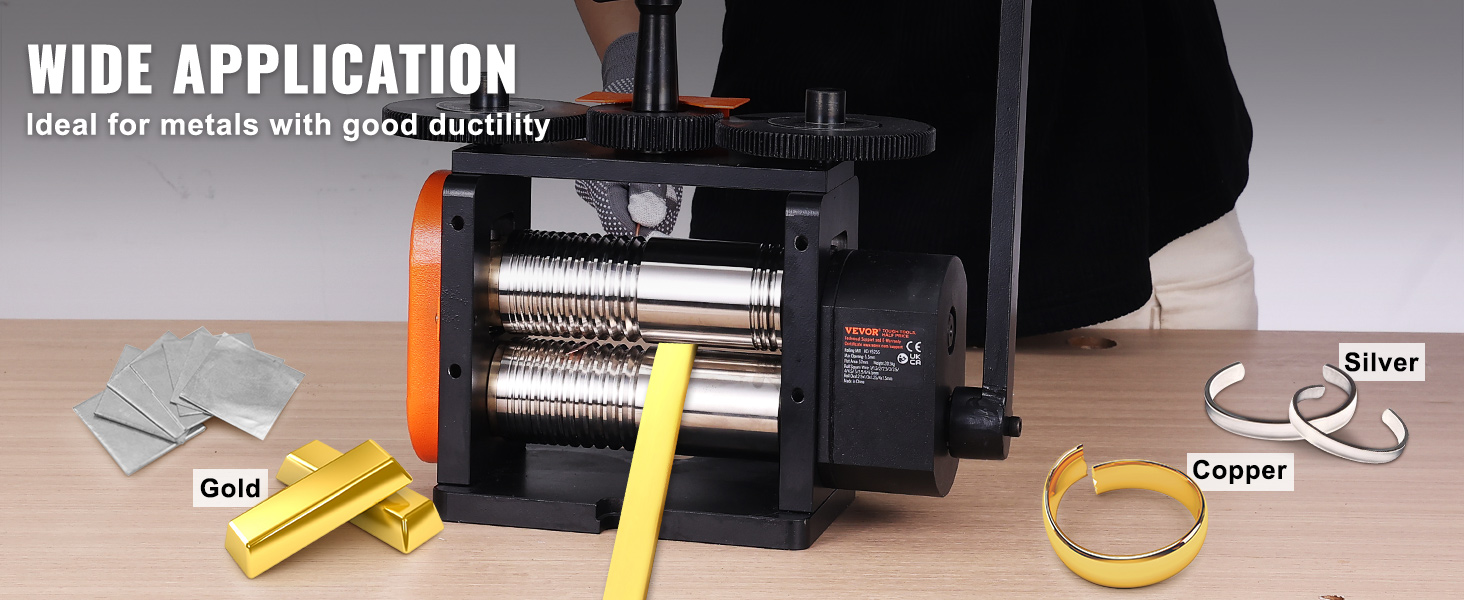VEVOR Rolling Mill, 2.24"/57 mm Jewelry Rolling Mill Machine, 1: 2 Gear ...