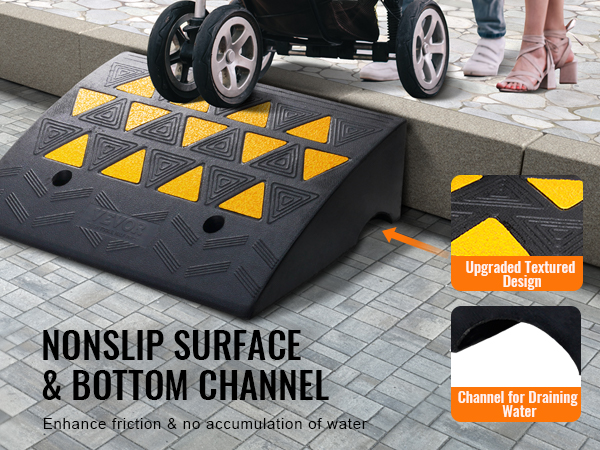 VEVOR Rubber Curb Ramp 15.2 cm Rise Height Sidewalk Curb Ramp, 37 cm ...