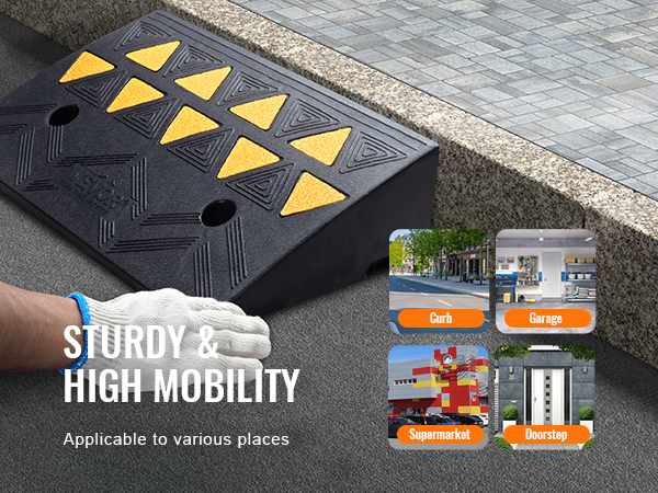 VEVOR Rubber Curb Ramp 4.25" Rise Height Sidewalk Curb Ramp, 11.8 ...