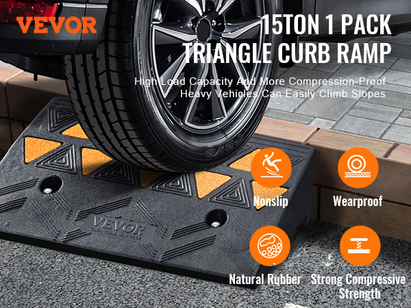 VEVOR Rubber Curb Ramp 4.25" Rise Height Sidewalk Curb Ramp, 11.8 ...