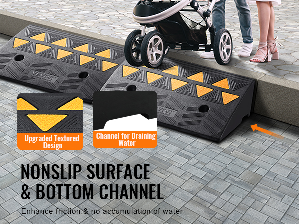 VEVOR Rubber Curb Ramp 2 Pack, 5" Rise Height Heavy-Duty 33069 lbs/15 T ...