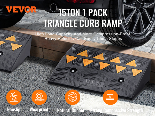 VEVOR Rubber Curb Ramp 2 Pack, 5" Rise Height Heavy-Duty 33069 lbs/15 T ...