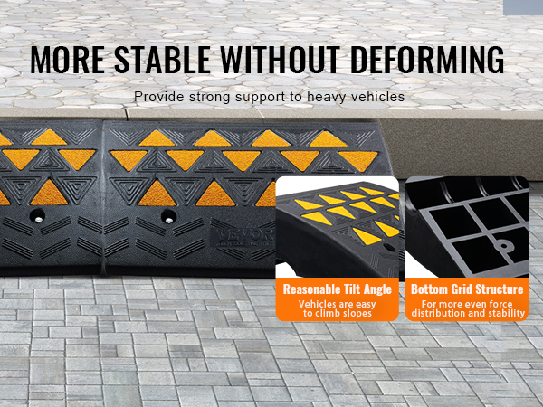 VEVOR Rubber Curb Ramp 2 Pack, 15.2 cm Rise Height Heavy-Duty 15 tons ...