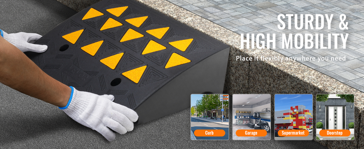 VEVOR Rubber Curb Ramp 2 Pack, 15.2 cm Rise Height Heavy-Duty 15 tons ...
