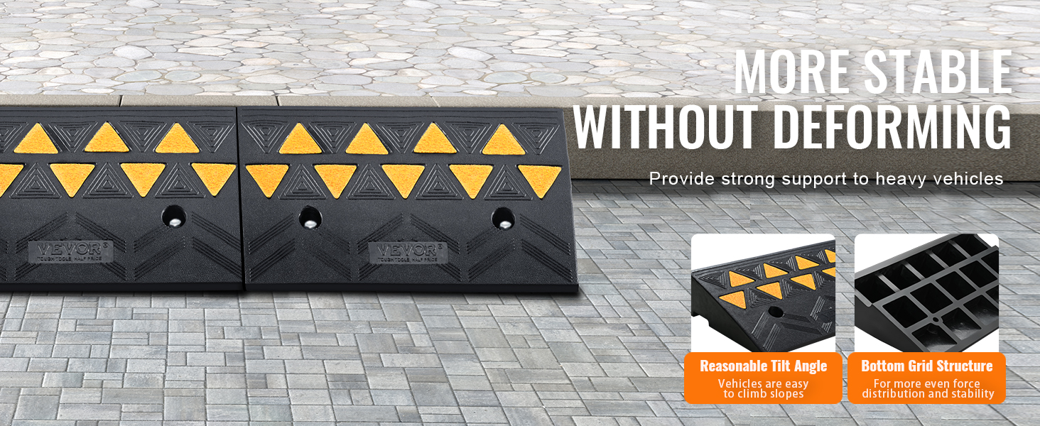VEVOR Rubber Curb Ramp 2 Pack, 4.3" Rise Height Heavy-Duty 33069 lbs/15 ...