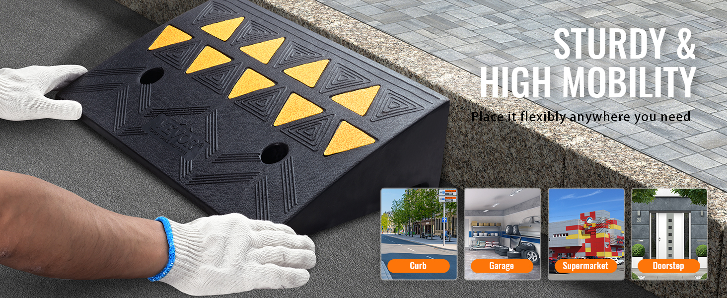 VEVOR Rubber Curb Ramp 2 Pack, 4.3" Rise Height Heavy-Duty 33069 lbs/15 ...