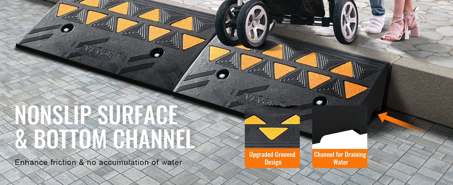 VEVOR Rubber Curb Ramp 2 Pack, 4.3" Rise Height Heavy-Duty 33069 lbs/15 ...