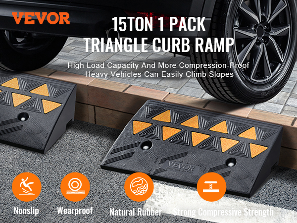 VEVOR Rubber Curb Ramp 2 Pack, 4.3" Rise Height Heavy-Duty 33069 lbs/15 ...