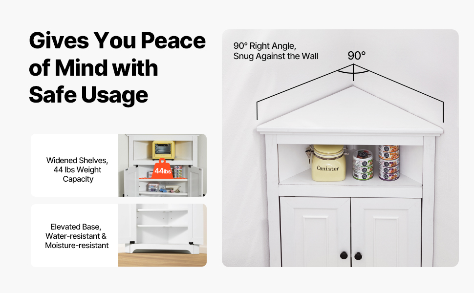 VEVOR 32" Corner Storage Cabinet with 2 Wooden Doors & Adjustable ...