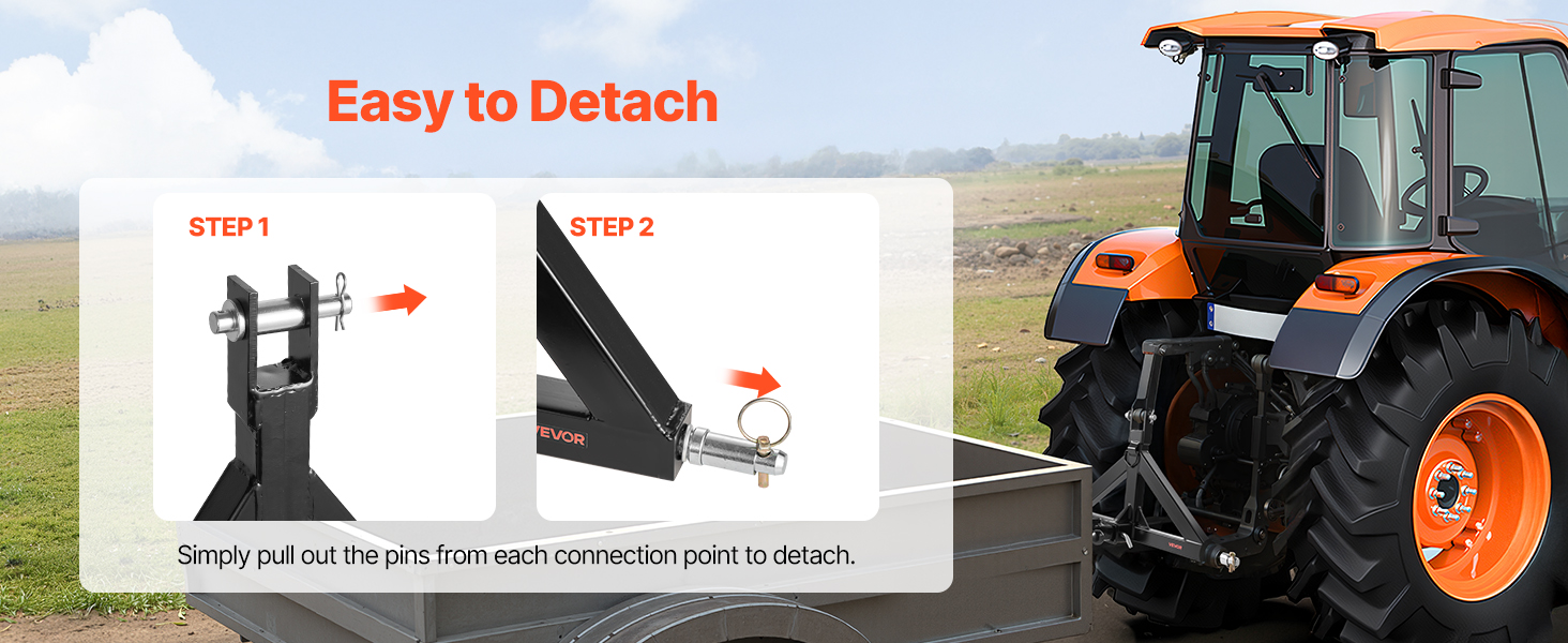 VEVOR 3 Point 2" Trailer Hitch Receiver Quick Hitch Adapter 3000lbs ...