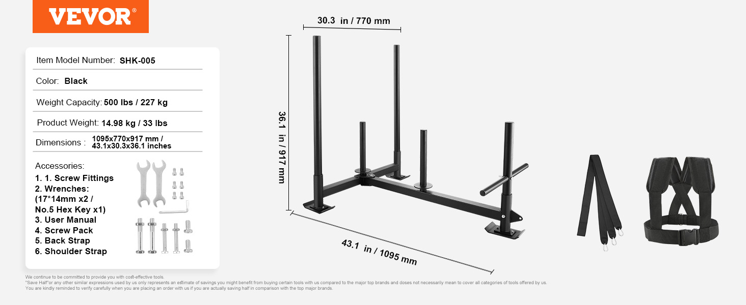 VEVOR Weight Training Sled, Pull Push Power Sled with Handle, Fitness ...