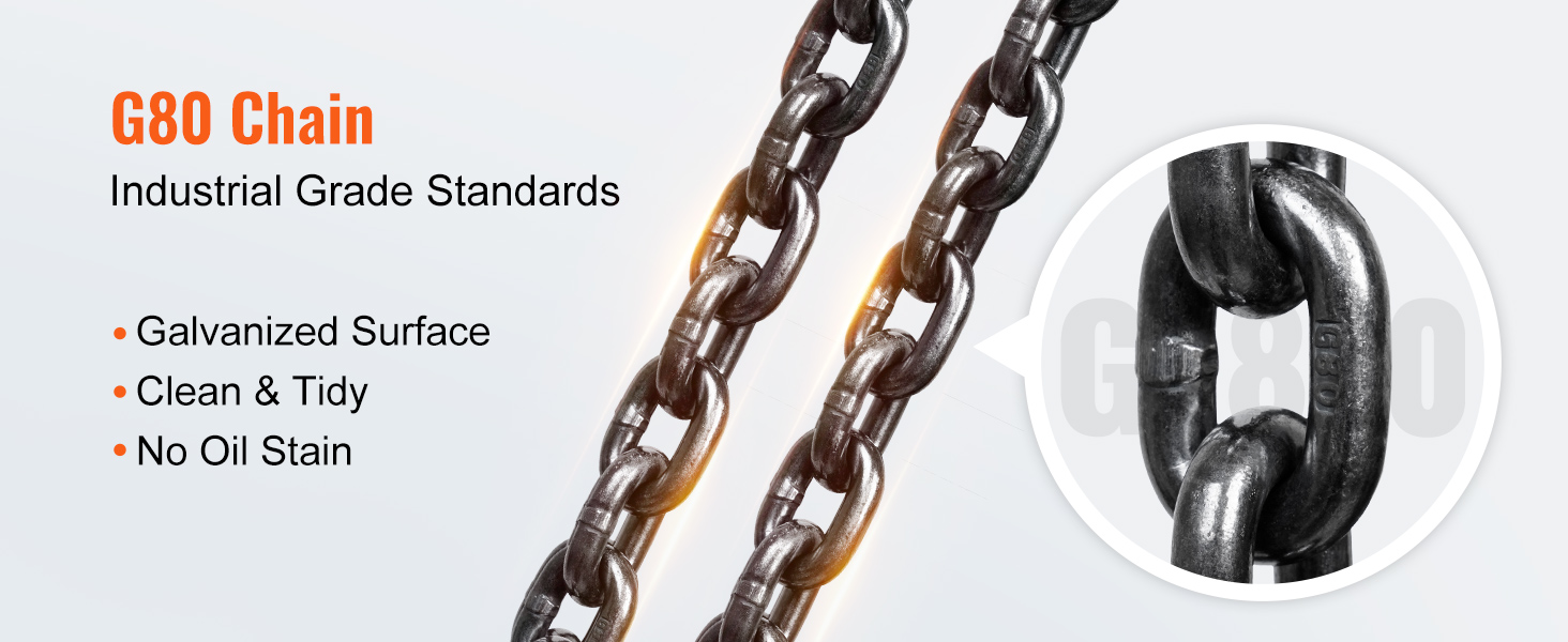 VEVOR Hand Chain Hoist, 1 Ton 2200 lbs Capacity 20 FT Come Along, G80 ...