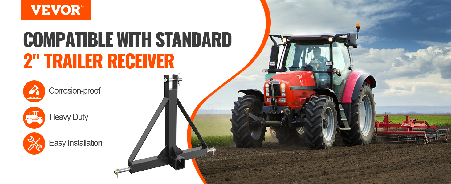 VEVOR 3 Point Hitch Receiver, 3 Point 2" Receiver Trailer Hitch ...