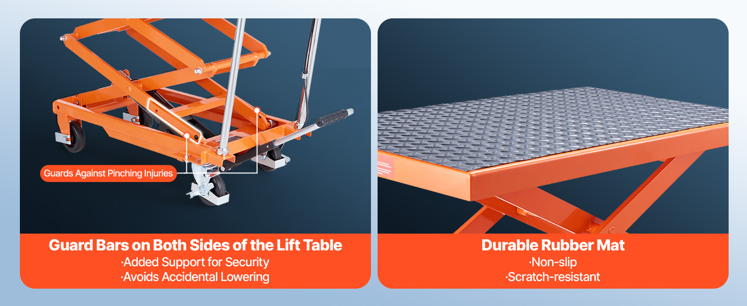 VEVOR 120 cm Hydraulic Lift Table Double Scissor Lift Cart 226.8 kg Non ...