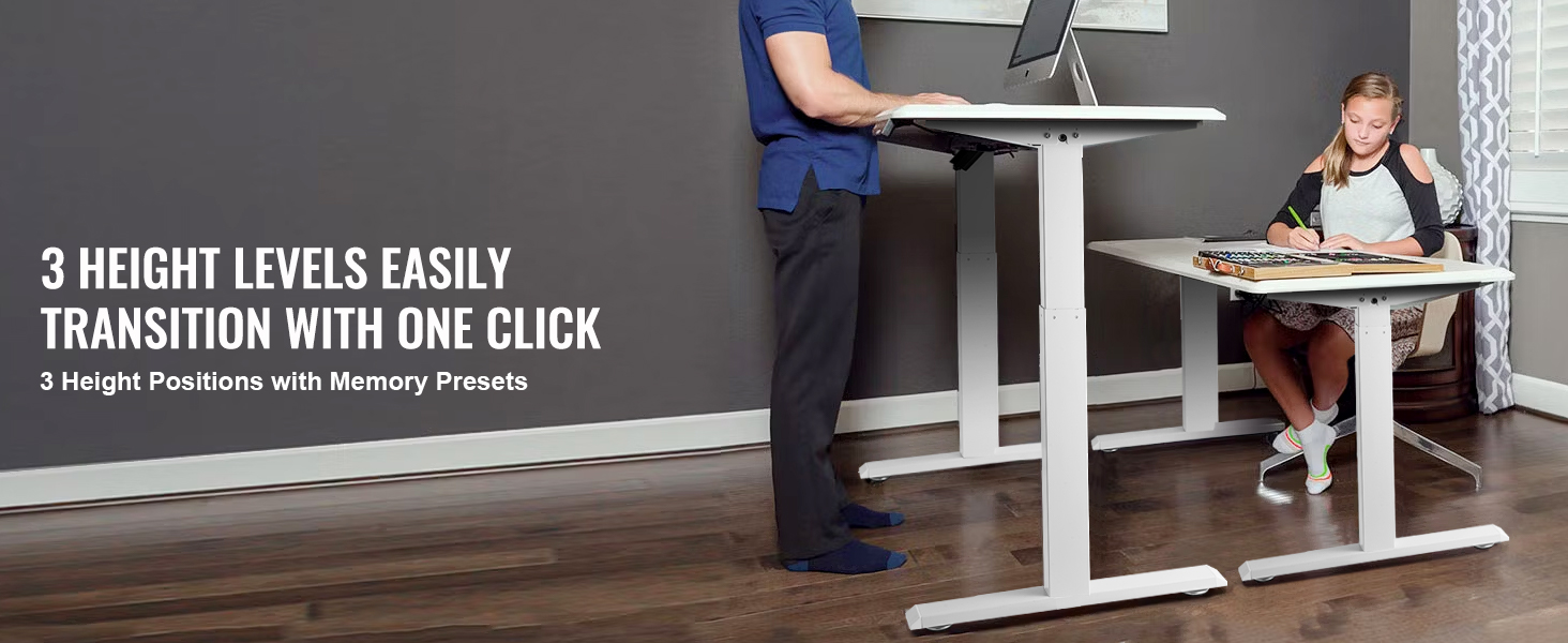 VEVOR Electric Standing Desk Frame Adjustable 70-117 cm H Workstation ...
