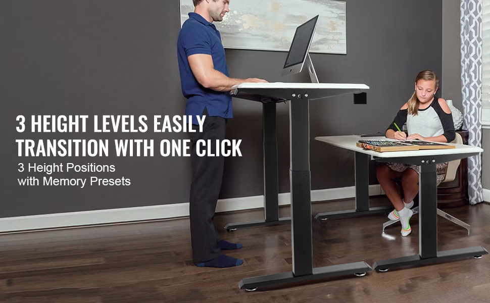 VEVOR Standing Desk Frame Dual Motor, Adjustable 27.6"-46.1" Height ...