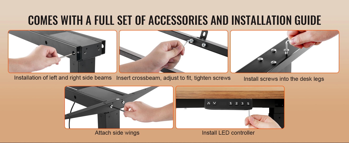 VEVOR Electric Standing Desk Frame Dual Motor Adjustable 70-117 cm H ...