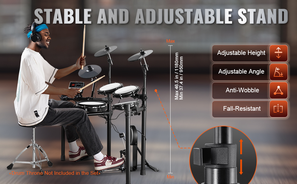 VEVOR Electric Drum Set Electronic Drum Kit 480 Sounds for Beginners ...