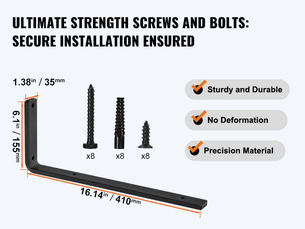 VEVOR Shelf Bracket, 16 x 6 in 4 Pcs, Heavy Duty Floating Shelf ...