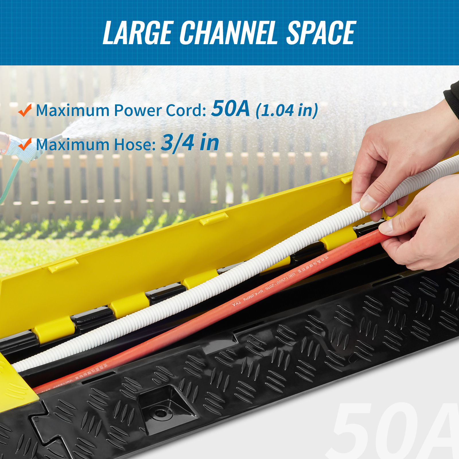 VEVOR 2 Channel Cable Protector Ramp 22000 lbs Load TPU Wire Cable ...