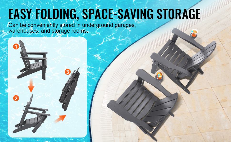 VEVOR Adirondack Chair Plastic Set of 2 All-Weather Folding Fire Pit ...