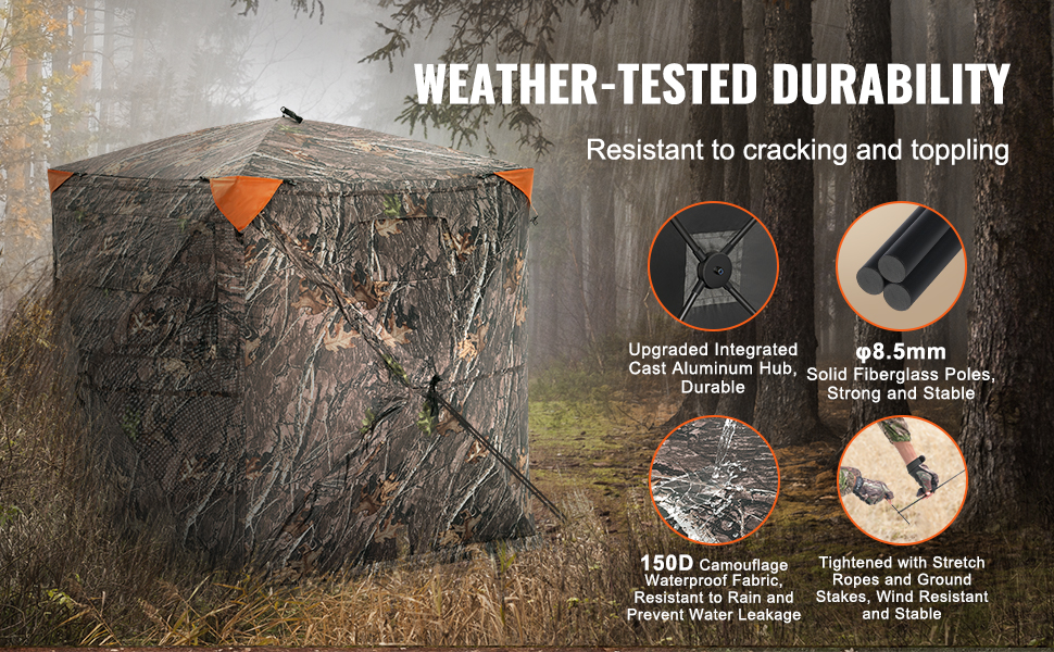 VEVOR Hunting Blind, 270° See Through Ground Blind, 1-2 Person Pop Up ...