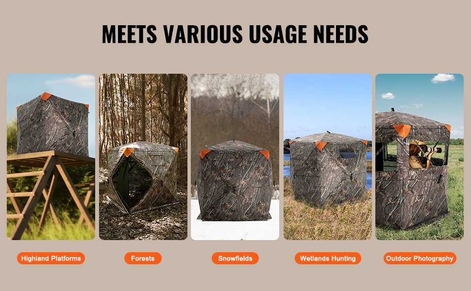 VEVOR Hunting Blind, 270° See Through Ground Blind, 1-2 Person Pop Up ...