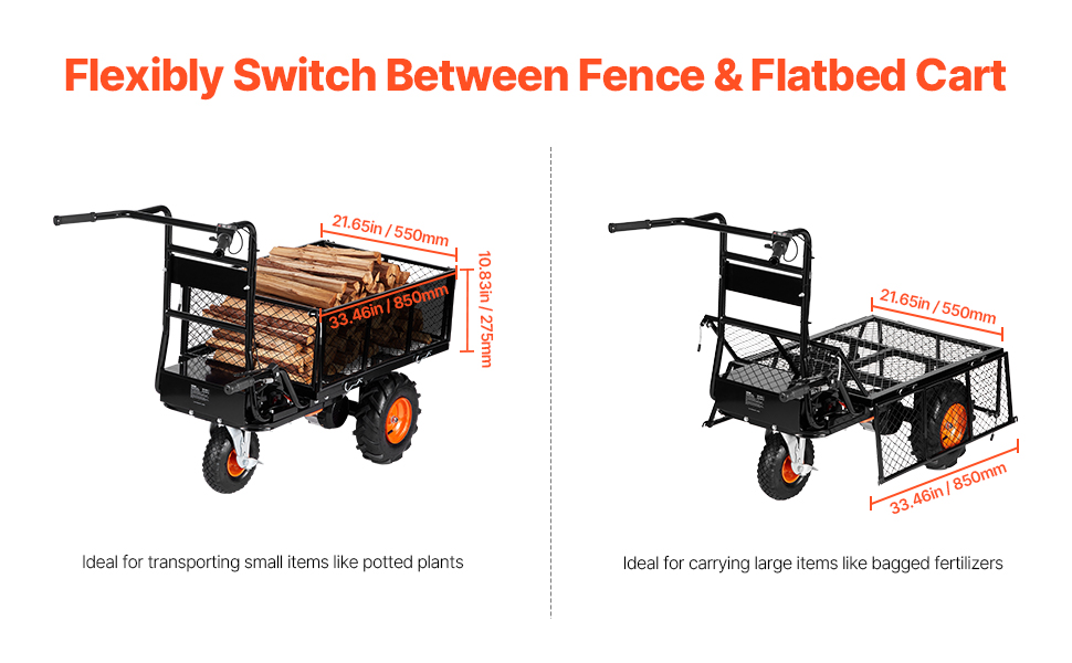 Vevor Electric Utility Cart, 500lbs Capacity Power Wagon, 36V 432W ...
