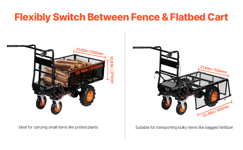 VEVOR Electric Utility Cart, 660lbs Capacity Power Wagon, 36V 432W ...