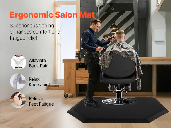 VEVOR Salon Mat for Hair Stylist 4 x 5 FT Hexagon Salon Chair Mat 1 ...