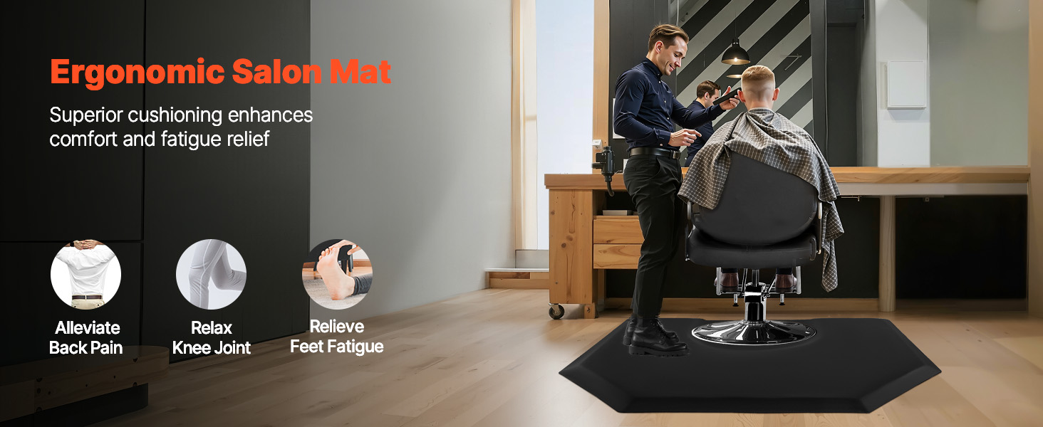 VEVOR Salon Mat for Hair Stylist 4 x 5 FT Hexagon Salon Chair Mat 1 ...