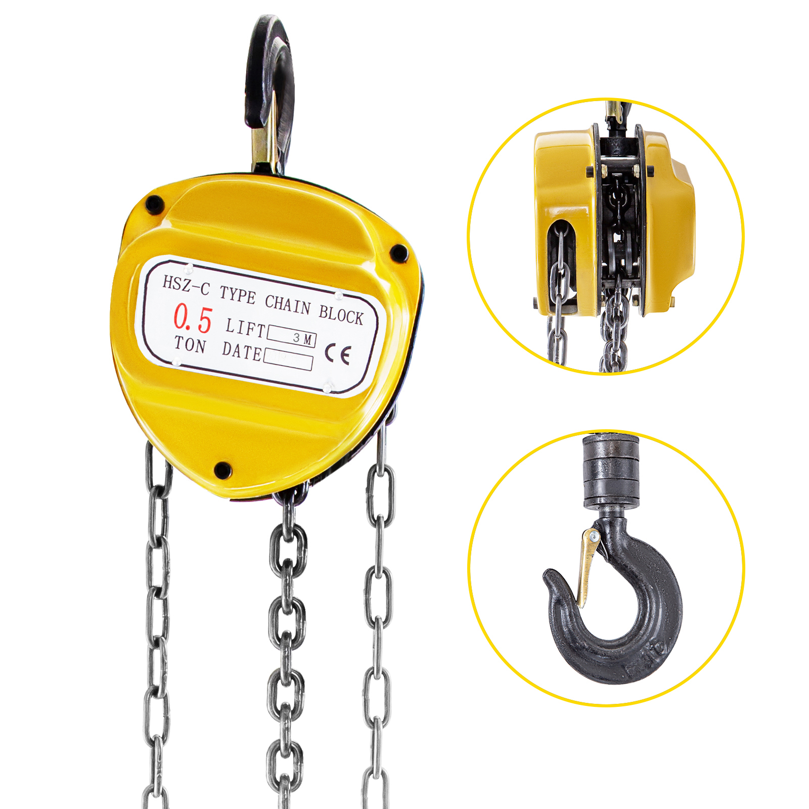 VEVOR Chain Hoist 1100lbs/0.5ton, Chain Block Hoist Manual Chain Hoist ...